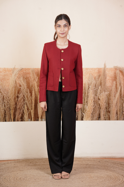 Women Tweed Jacket Red – Etehas