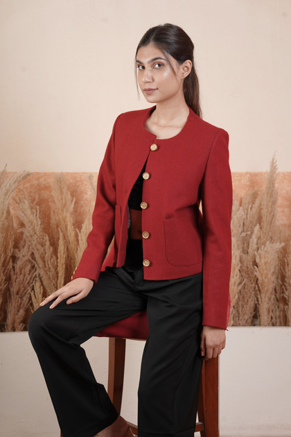 Women Tweed Jacket Red – Etehas