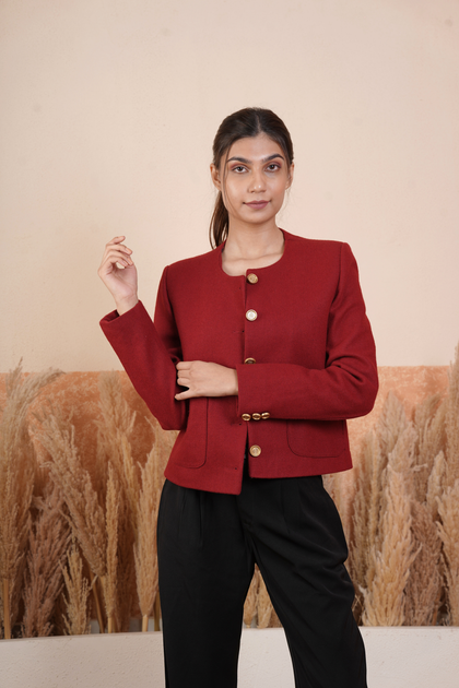 Women Tweed Jacket Red – Etehas